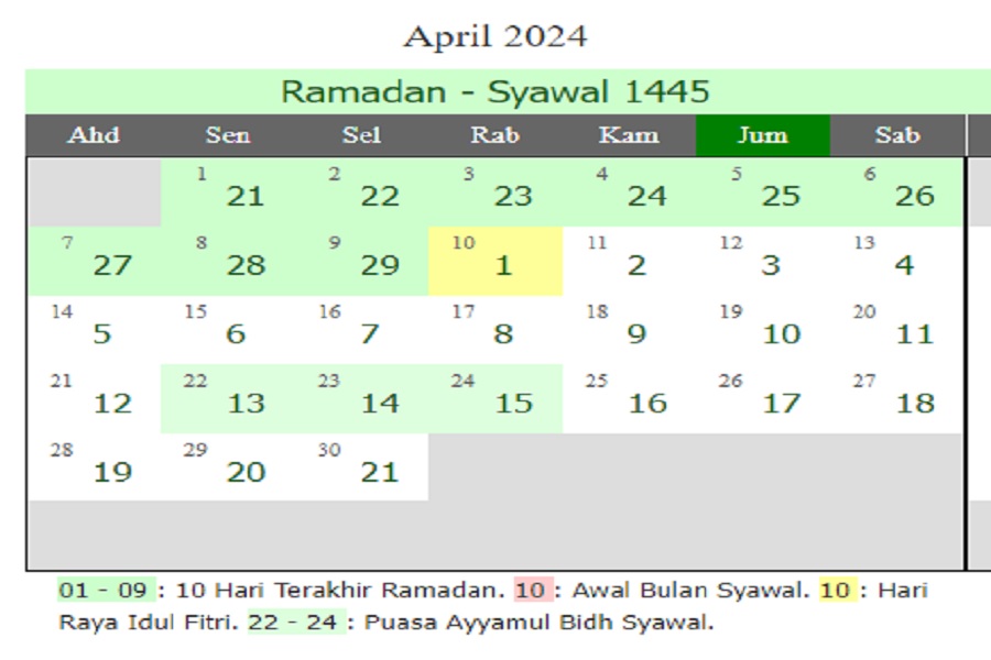 Kalender 2024 Idul Fitri, Sambut Libur Nasional hingga 14 Hari – Pasundan Ekspres