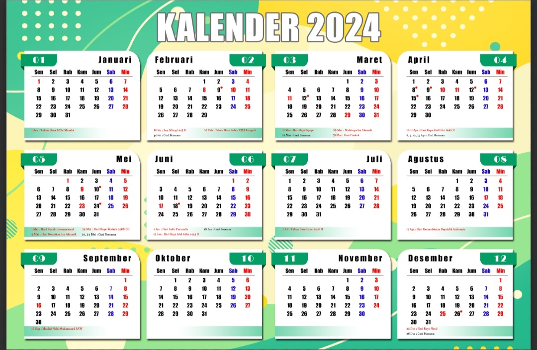 Link Kalender 2024 Lengkap dengan Tanggal Merah dan Cuti Bersama PDF – Pasundan Ekspres
