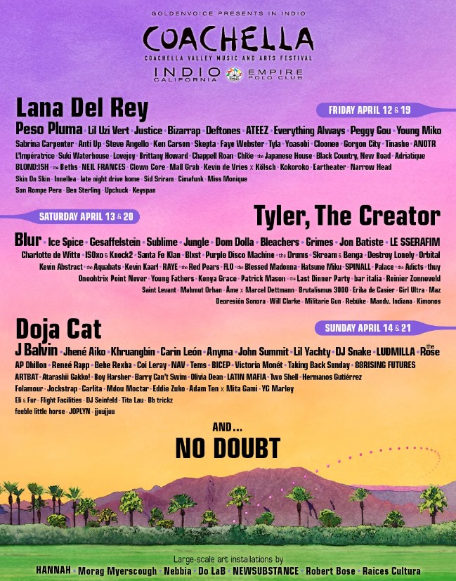 Headliner & Line Up Coachella 2024: Ada Reuni Eksklusif dari No Doubt ...